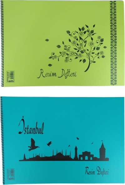 Defne Spiralli Plastik Kapak Resim Defteri 35 x 50 cm 25 Yaprak 2'li Defne Spiralli Plastik Kapak Resim Defteri 35 x 50 cm 25 Yaprak 2'li
