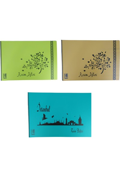 Defne Spiralli Plastik Kapak Resim Defteri 35 x 50 cm 25 Yaprak 3'lü Defne Spiralli Plastik Kapak Resim Defteri 35 x 50 cm 25 Yaprak 3'lü
