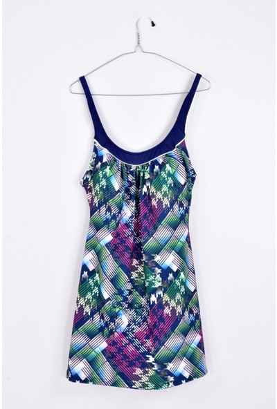 Pemilo Kadın Büyük Beden 905 Askılı Elbise Mayo Lacivert