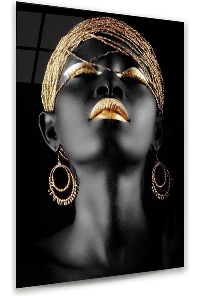 Glass Art Siyahi Kadın Dikey Cam Tablo