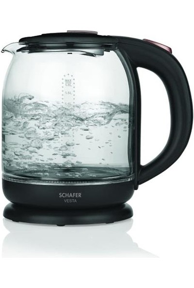Schafer Vesta Cam Su Isıtıcı Kettle Siyah