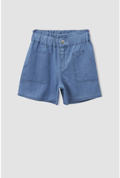 Defacto Kız Çocuk Mom Fit Esnek Belli Jean Şort V7195A621HS Defacto Kız Çocuk Mom Fit Esnek Belli Jean Şort V7195A621HS
