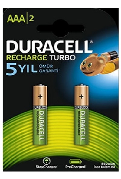 Duracell Şarjlı Ince Kalem Pil Aaa 900 Mah 2'li Duracell Şarjlı Ince Kalem Pil Aaa 900 Mah 2'li