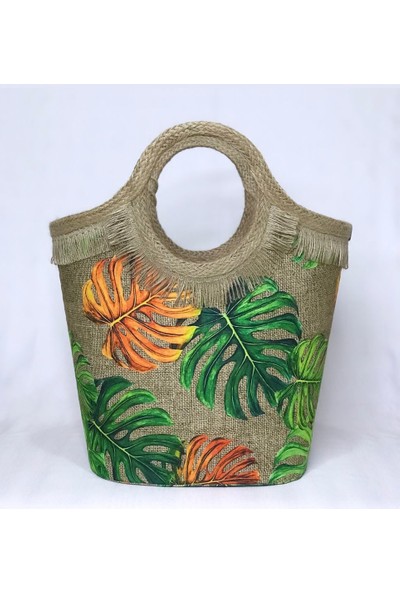 Çanta Tasarımcısı Plaj Çantası Turuncu Devetabanı Desen Çanta Tasarımcısı Plaj Çantası Turuncu Devetabanı Desen