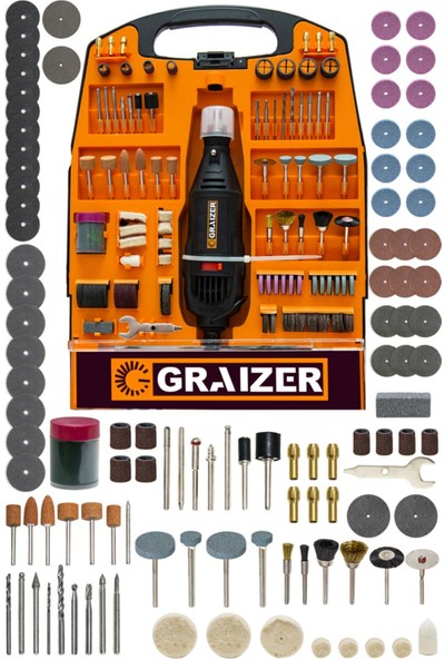 Graizer 320 Watt Devir Ayarli 234 Parça Hobi Gravür Seti El Motoru Mini Taşlama Seti Turuncu Graizer 320 Watt Devir Ayarli 234 Parça Hobi Gravür Seti El Motoru Mini Taşlama Seti Turuncu