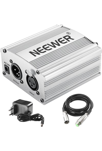 Neewer Müzik Kayıt Ekipmanı İçin Adaptörlü ve Xlr Ses Kablolu 1 Kanallı 48V Fantom Güç Kaynağı (Gümüş) (Yurt Dışından)