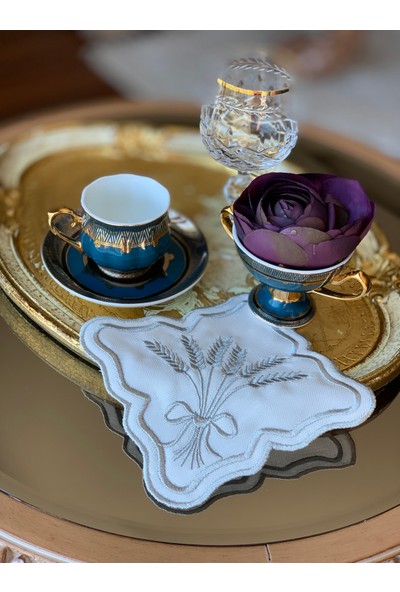 Bernoli Başak Kokteyl Peçetesi Sunumluk 6 Lı Takım Siyah (Bardak Altlıgı)