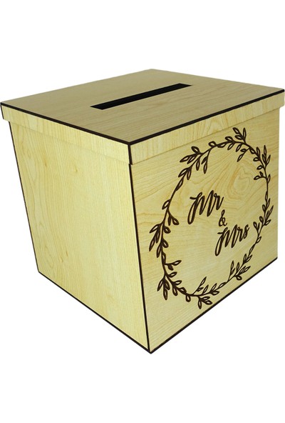 Minda3D Ahşap Takı Para Toplama SANDIĞI-MR&MRS-20CM