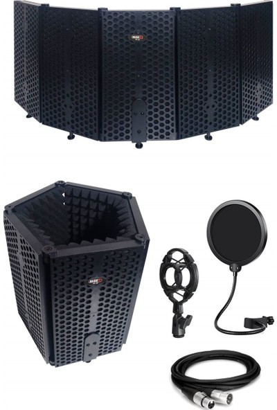 Midex PF-43PS Mikrofon Ses Yalıtım Paneli 5 Bölümlü Ayaklı 75 x 30 cm + Filtre Sünger Shock Mount Kablo Midex PF-43PS Mikrofon Ses Yalıtım Paneli 5 Bölümlü Ayaklı 75 x 30 cm + Filtre Sünger Shock Mount Kablo