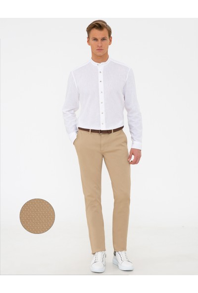 Pierre Cardin Camel Slim Fit Chino Pantolon 50240326-VR015 Pierre Cardin Camel Slim Fit Chino Pantolon 50240326-VR015