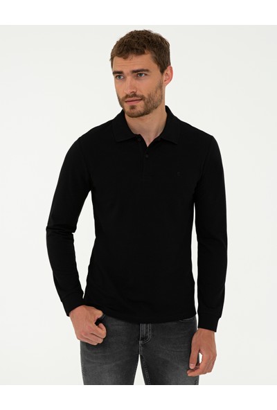 Pierre Cardin Siyah Slim Fit Basic Sweatshirt 50241551-VR046 Pierre Cardin Siyah Slim Fit Basic Sweatshirt 50241551-VR046