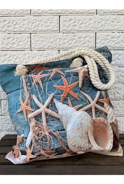 Fraise Kadın Deniz Yıldızı Desenli Plaj Çantası