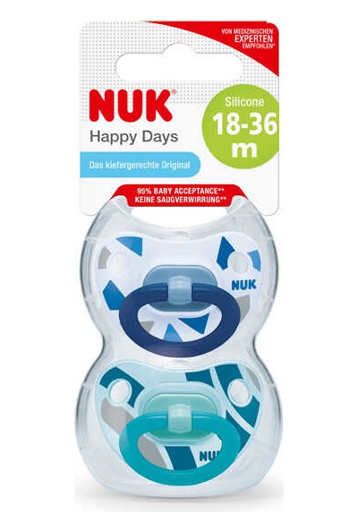 Nuk Happy Days Silikon 2'li Emzik Erkek 18-36 Ay Mavi Petrol 739416 Nuk Happy Days Silikon 2'li Emzik Erkek 18-36 Ay Mavi Petrol 739416