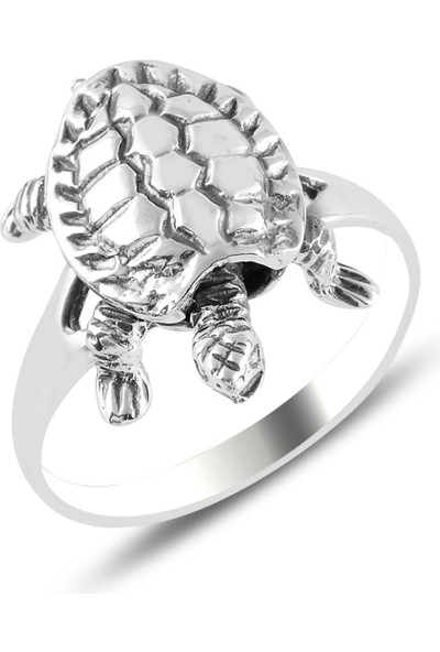 Gümüşhane Silver Hareketli Kaplumbağa Oksitli Yüzük