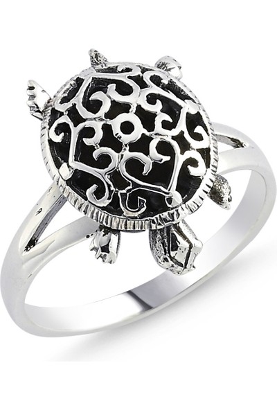 Gümüşhane Silver Taşsız Kaplumbağa Desenli Yüzük