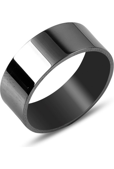 Gümüşhane Silver Siyah Rodajlı 8mm Düz Sade Alyans Gümüşhane Silver Siyah Rodajlı 8mm Düz Sade Alyans