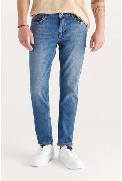 Avva Erkek Mavi Comfort Slim Fit Jean Pantolon E003521