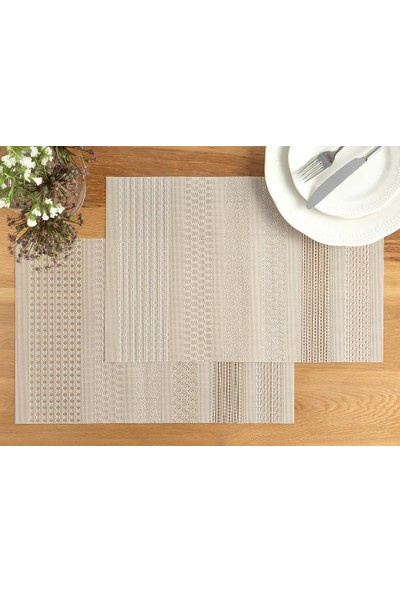 English Home Oslo %70 Polyester+%30 Pvc 4'lü Amerikan Servis 30X45 cm Gri
