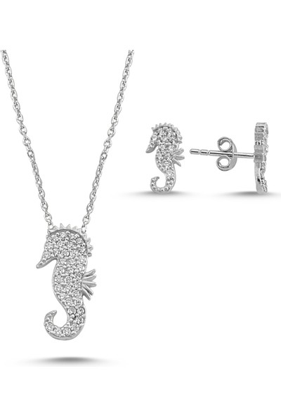 Gümüşhane Silver Zirkon Taşlı Denizatı Set