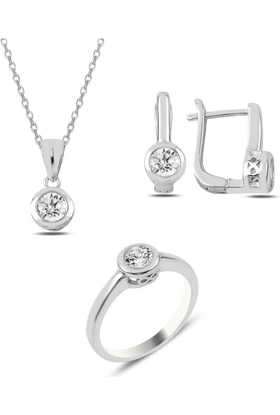 Gümüşhane Silver Zirkon Taşlı Tektaş Set