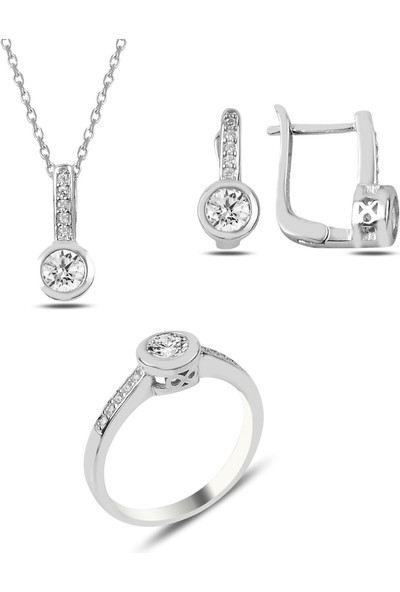 Gümüşhane Silver Zirkon Taşlı Tektaş Set