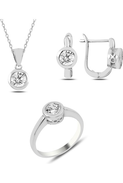 Gümüşhane Silver Zirkon Taşlı Tektaş Set
