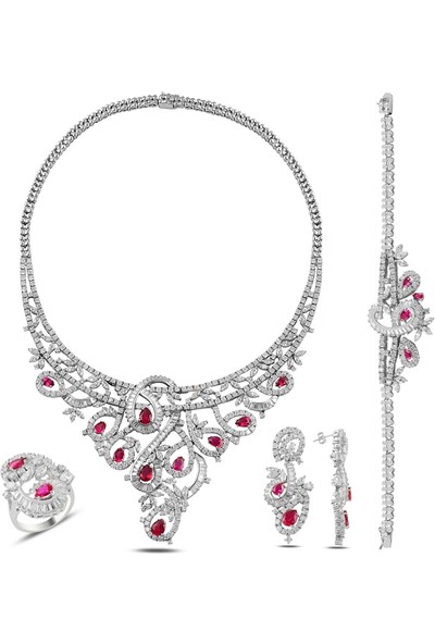 Gümüşhane Silver Yakut Zirkon Taşlı Set