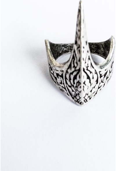 Antique Dolunay Antik Gümüş Kaplama El Yapımı Ayarlanabilir Özel Tasarım Ertuğrul Okçu Zihgir Yüzüğü