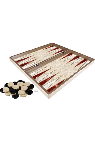 Pysco Elegance Kırmızı Marble Kaplama Tasarım El Işi Tavla Takımı