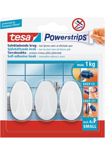 Tesa Powerstrips Askı Küçük Oval Kendinden Yapışkanlı, Çıkarılabilir, Beyaz Tesa Powerstrips Askı Küçük Oval Kendinden Yapışkanlı, Çıkarılabilir, Beyaz