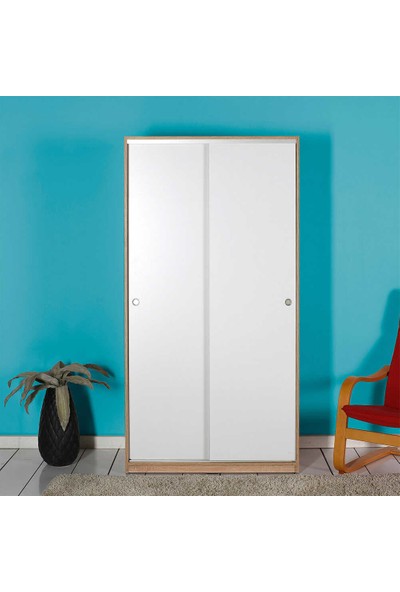 Adore 5 Raflı Sürgülü Gardırop - Sonoma-Beyaz