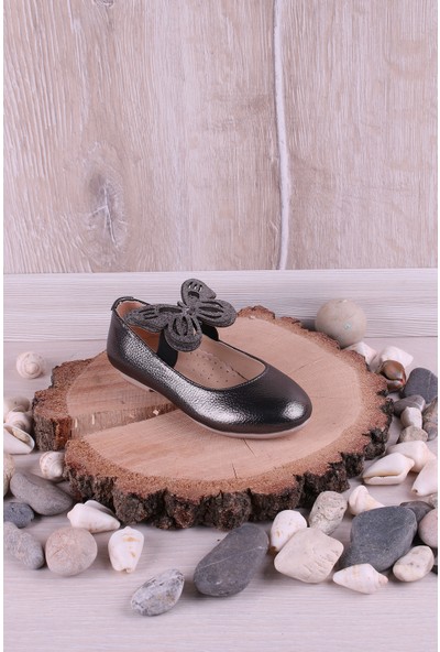 Akıllı Şirin Kelebek Süslemeli Genç Kız Çocuk Babet Ayakkabı