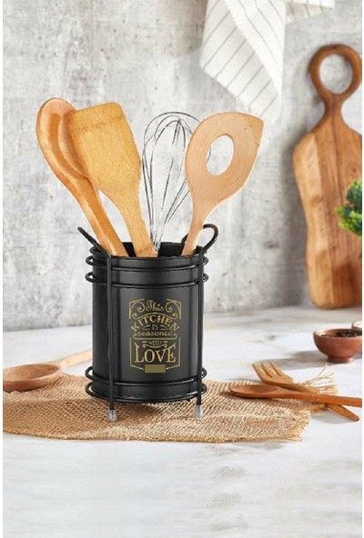 Hometarz Mat Metal Kepçe Standı Dekoratif Kaşıklık Mutfak Gereci