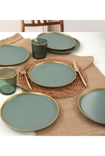 Keramika Nordic Gold Mat Yeşil Pasta Tabağı 22 cm 6 Adet Keramika Nordic Gold Mat Yeşil Pasta Tabağı 22 cm 6 Adet