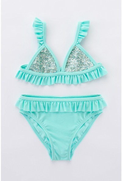 Penti Açık Mavi Kız Çocuk Shinny Mermaid Triangle Bikini Takımı Penti Açık Mavi Kız Çocuk Shinny Mermaid Triangle Bikini Takımı