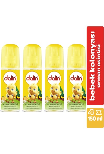 Dalin Bebek Kolonyası Orman Esintisi Sprey 150 ml x 4 Adet Dalin Bebek Kolonyası Orman Esintisi Sprey 150 ml x 4 Adet