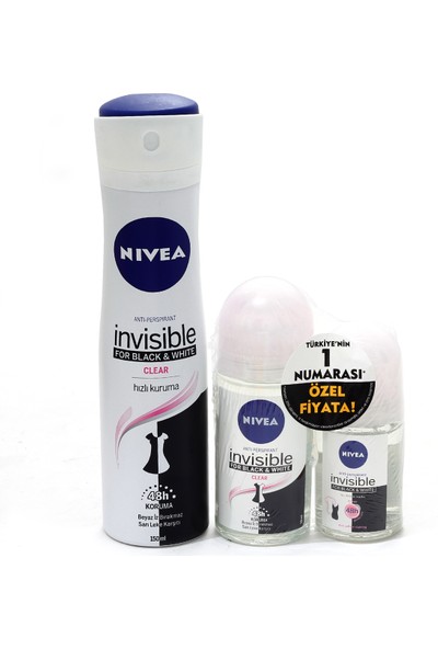 Deotak Nivea Kadın 150 ml Invisible DEO+50ML Invisible Roll-On+Soft 50 Deotak Nivea Kadın 150 ml Invisible DEO+50ML Invisible Roll-On+Soft 50