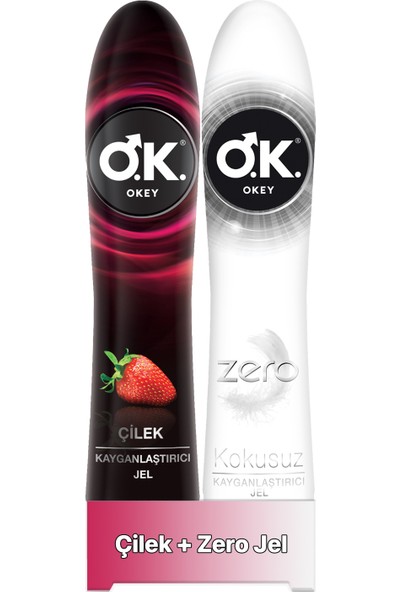 Okey Kayganlaştırıcı Jel Çilek 100 Ml+Okey Kayganlaştırıcı Jel Zero 100 ml