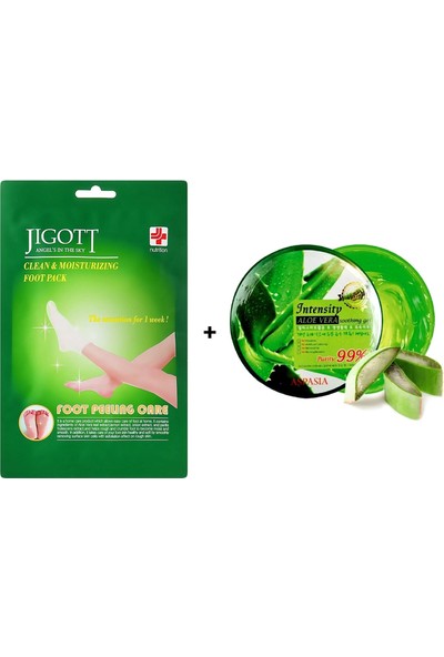Jigott Aspasia Korea %99 Aloe Vera Soothing Gel+Jigott Çorap Tipi Soyulan Ayak Peeling Maskesi Jigott Aspasia Korea %99 Aloe Vera Soothing Gel+Jigott Çorap Tipi Soyulan Ayak Peeling Maskesi