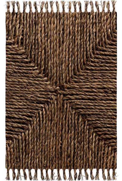 Else Halı Kahve Bambulu Jüt Hasır Görünümlü Desenli Yıkanabilir Püsküllü Kilim Else Halı Kahve Bambulu Jüt Hasır Görünümlü Desenli Yıkanabilir Püsküllü Kilim