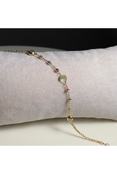 Hür Gold 14 Ayar Kalp Formunda Dorika Bileklik