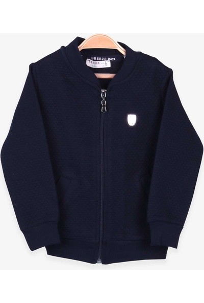 Breeze Erkek Çocuk Hırka Basic Cepli Armalı Lacivert (2-6 Yaş)