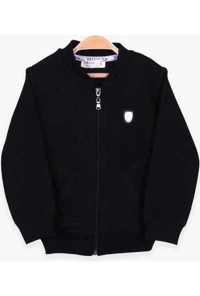 Breeze Erkek Çocuk Hırka Basic Cepli Armalı Siyah (2-6 Yaş)