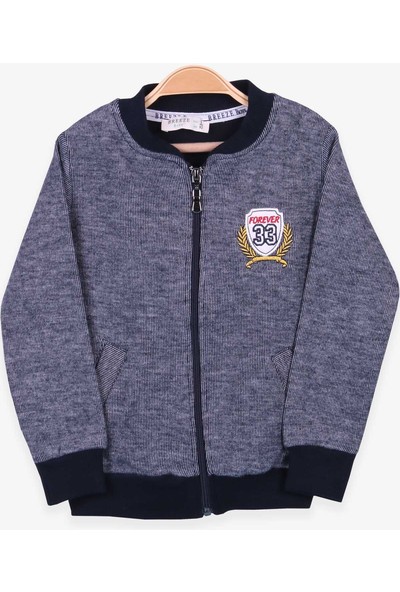 Breeze Erkek Çocuk Hırka Nakışlı Çizgili Lacivert Melanj 2 - 5 Yaş