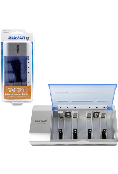 Beston Pil Şarj Cihazı Unıversal 9V/AA/AAA/C/D/SC/NİMH/NİCD Beston BST-C821BW Beston Pil Şarj Cihazı Unıversal 9V/AA/AAA/C/D/SC/NİMH/NİCD Beston BST-C821BW