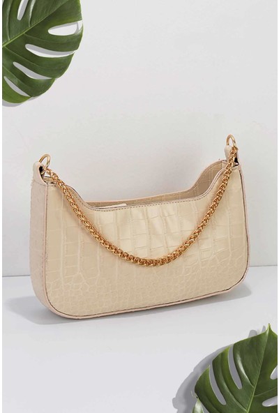 Bambi Bej Kroko Kadın El Çantası C06964021011