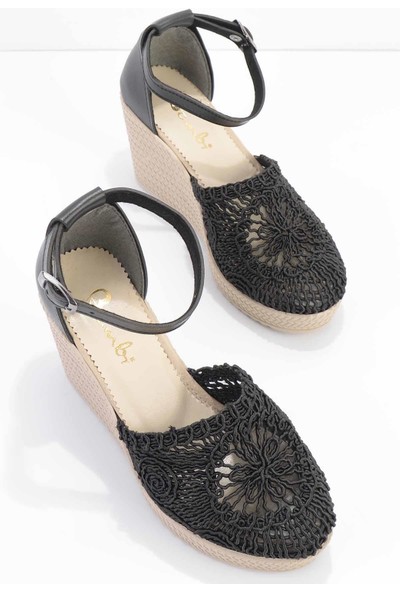 Bambi Siyah Örgü Kadın Espadril K01953001316