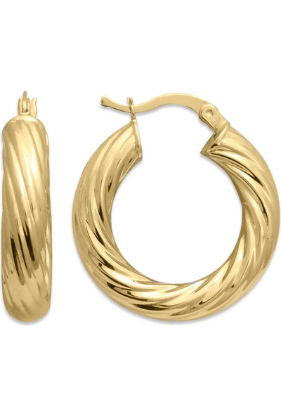 Aslı Gold Yol Burgu Bombeli Altın Halka Küpe Aslı Gold Yol Burgu Bombeli Altın Halka Küpe