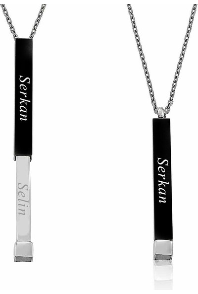 Takı Dükkanı Kişiye Özel Nested Çift Isimli Çubuk Bar Unisex Kolye eck33