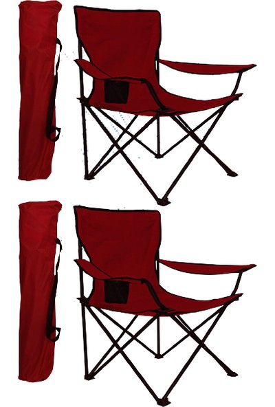 Shey Çantalı Kamp Sandalyesi 2 ' Li Bordo